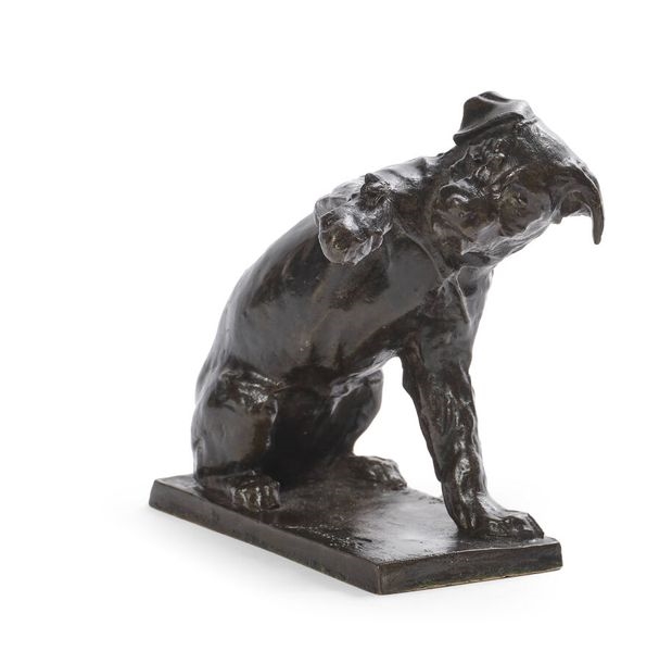 Edouard-Marcel Sandoz | Dog with a bee Bronze with brown patina Signed ...