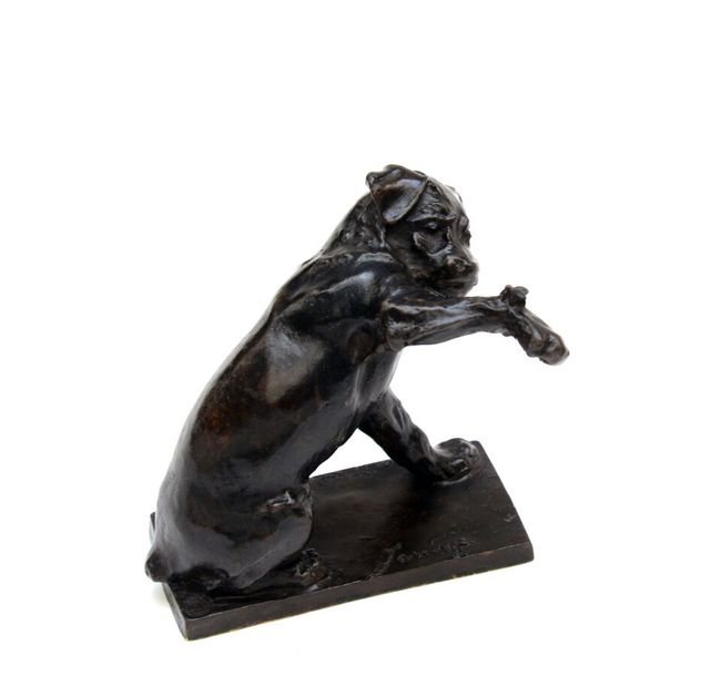 Edouard-Marcel Sandoz | Dog with a bee Bronze with brown patina Signed ...