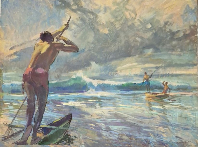 Guy Huze | A beach in Ghana, the departure of the fishermen | MutualArt