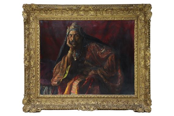 George Rochegrosse | Portrait of a seated man resting his head on his ...