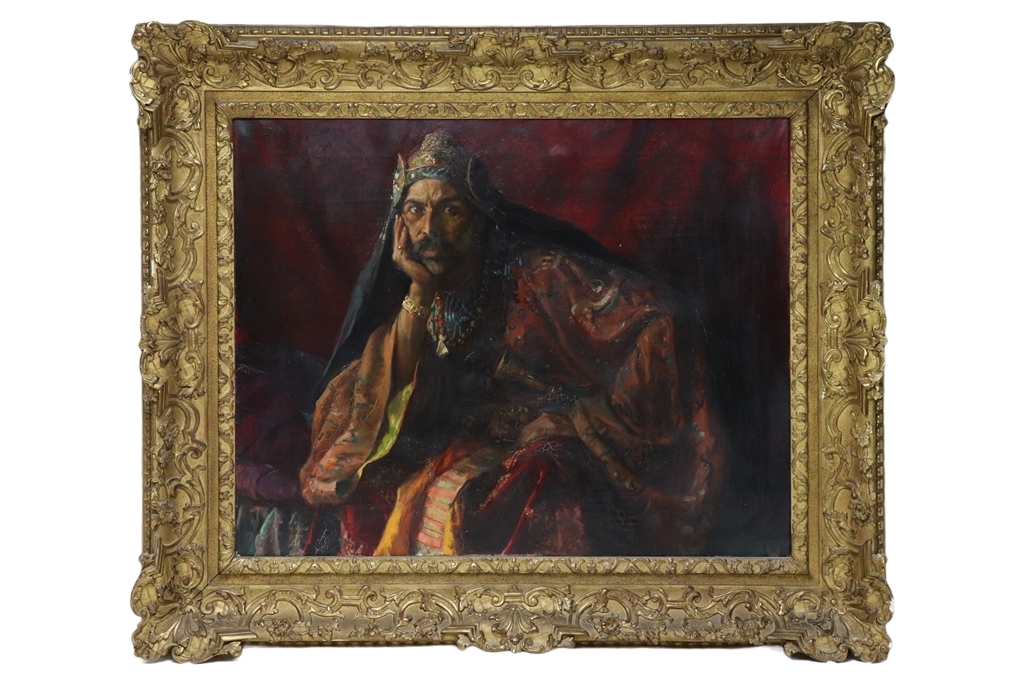 George Rochegrosse | Portrait of a seated man resting his head on his ...