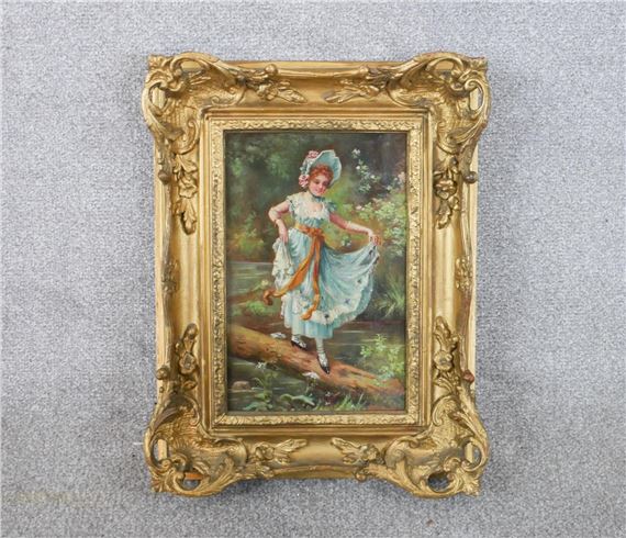 Alfred Augustus Glendening Jr. | oil on canvas of a little girl holding ...