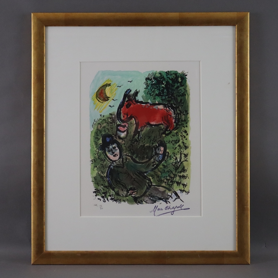 Marc Chagall | Repos avec âue rouge (2001) | MutualArt