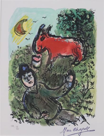 Marc Chagall | Repos avec âue rouge (2001) | MutualArt