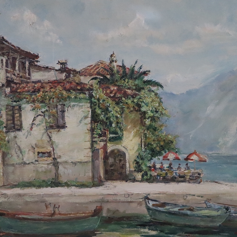 Hans Werner Matern | Südländische Stadt in Gebirgsseelandschaft (1963) | MutualArt