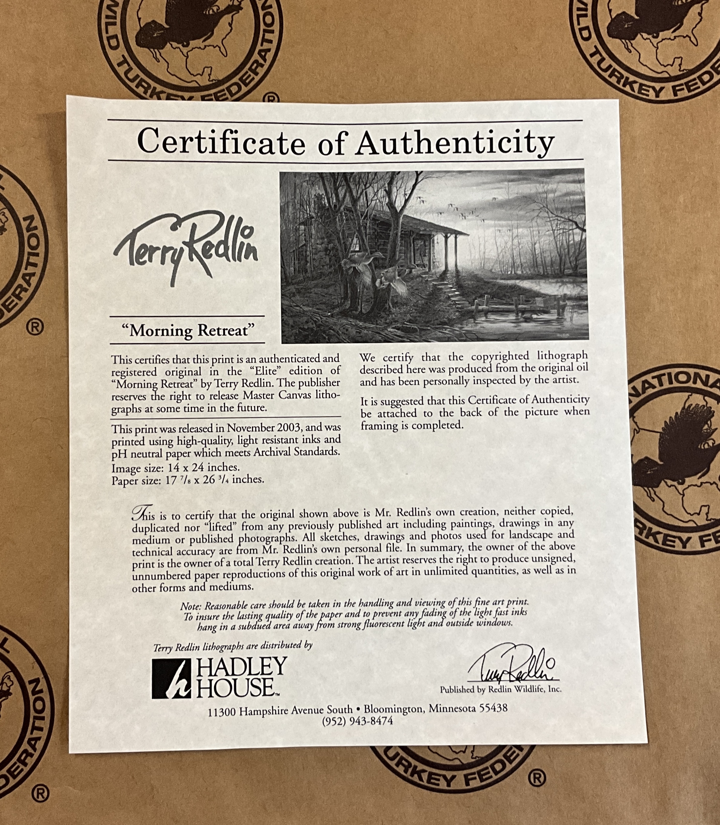 Terry Redlin | NATIONAL WILD TURKEY FEDERATION FRAMED PRINT WITH CERT ...