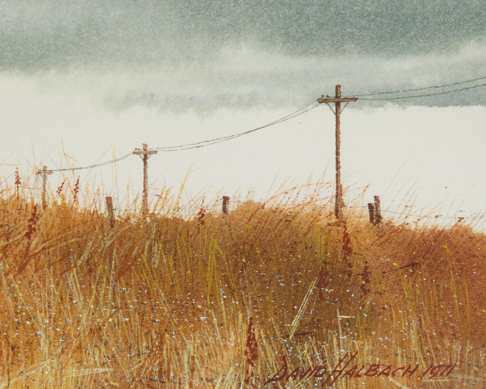 David Halbach | Horses outside a barn (1971) | MutualArt