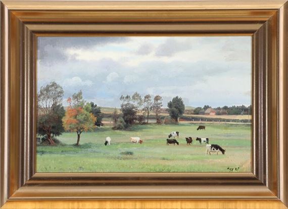 Hans Ludvig Smidth | Landscape with grazing cows | MutualArt