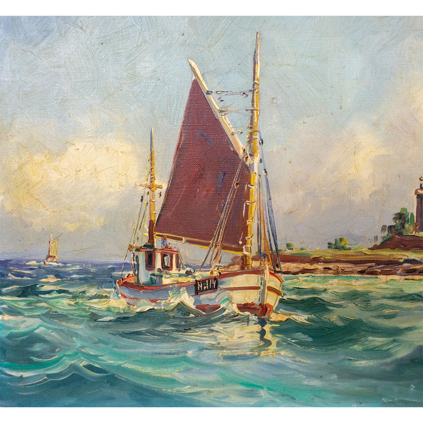 Wilhelm Theodor Skovgaard | Lovely impressionist seascape painting (Mid ...