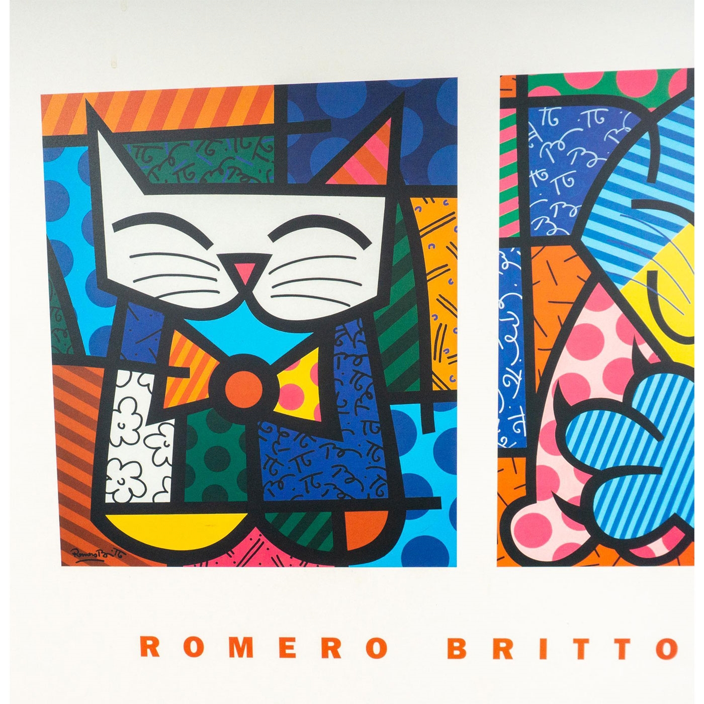 Romero Britto | Featuring three images of cute colorful cats. | MutualArt