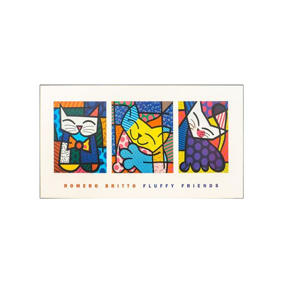 Romero Britto | Featuring three images of cute colorful cats. | MutualArt