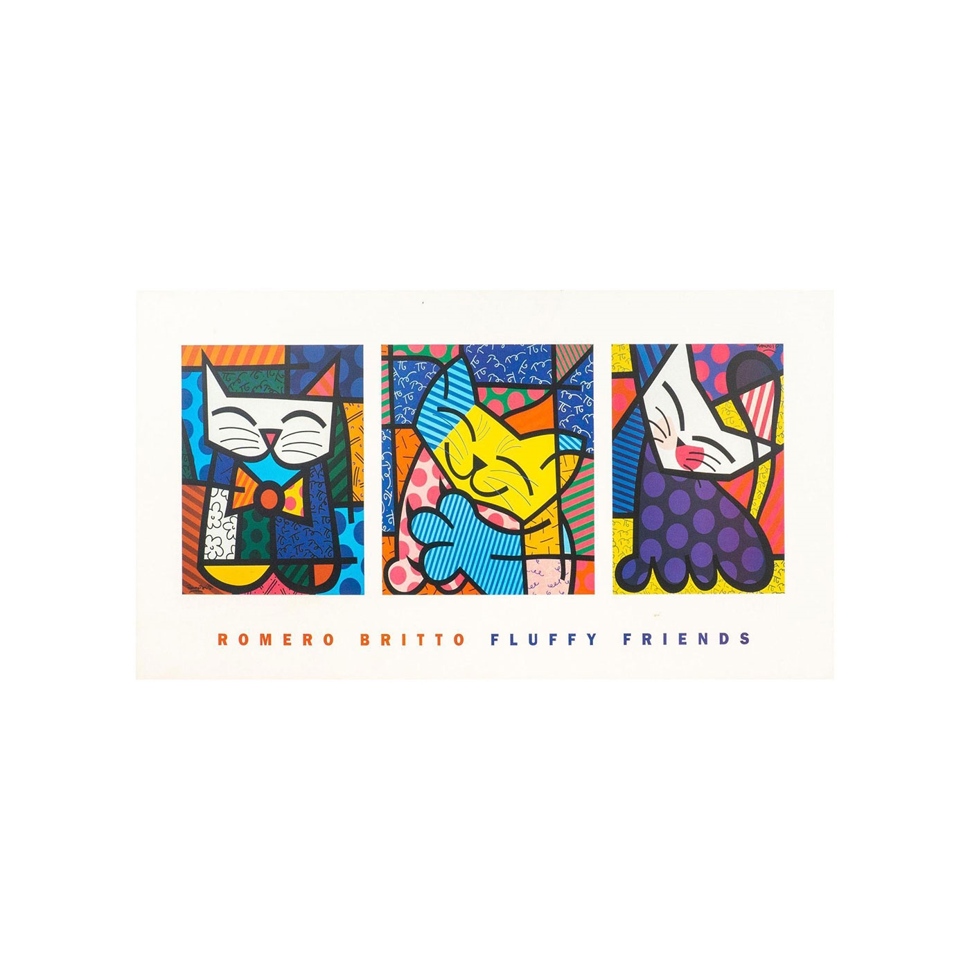 Romero Britto | Featuring three images of cute colorful cats. | MutualArt