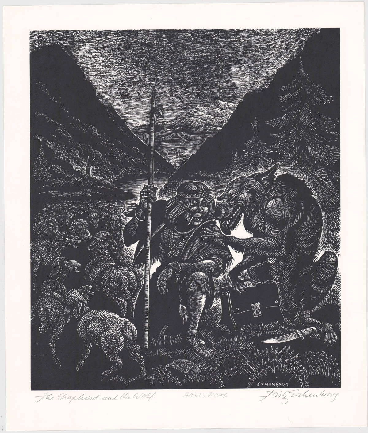 Fritz Eichenberg | The Shepherd and the Wolf | MutualArt