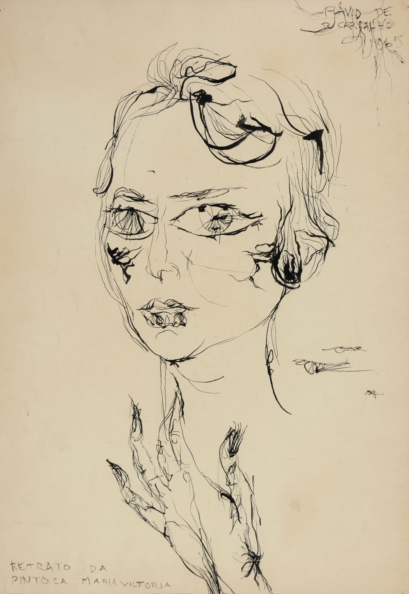 Flávio de Carvalho | Retrato da Pintora Maria Victoria (1965) | MutualArt