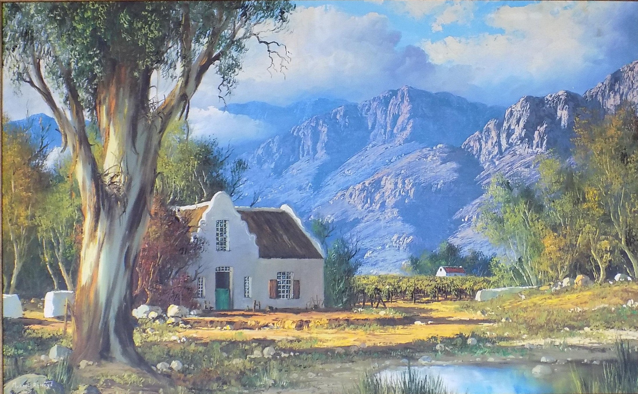 Michael Albertyn | Vineyard below Mountain (1938) | MutualArt