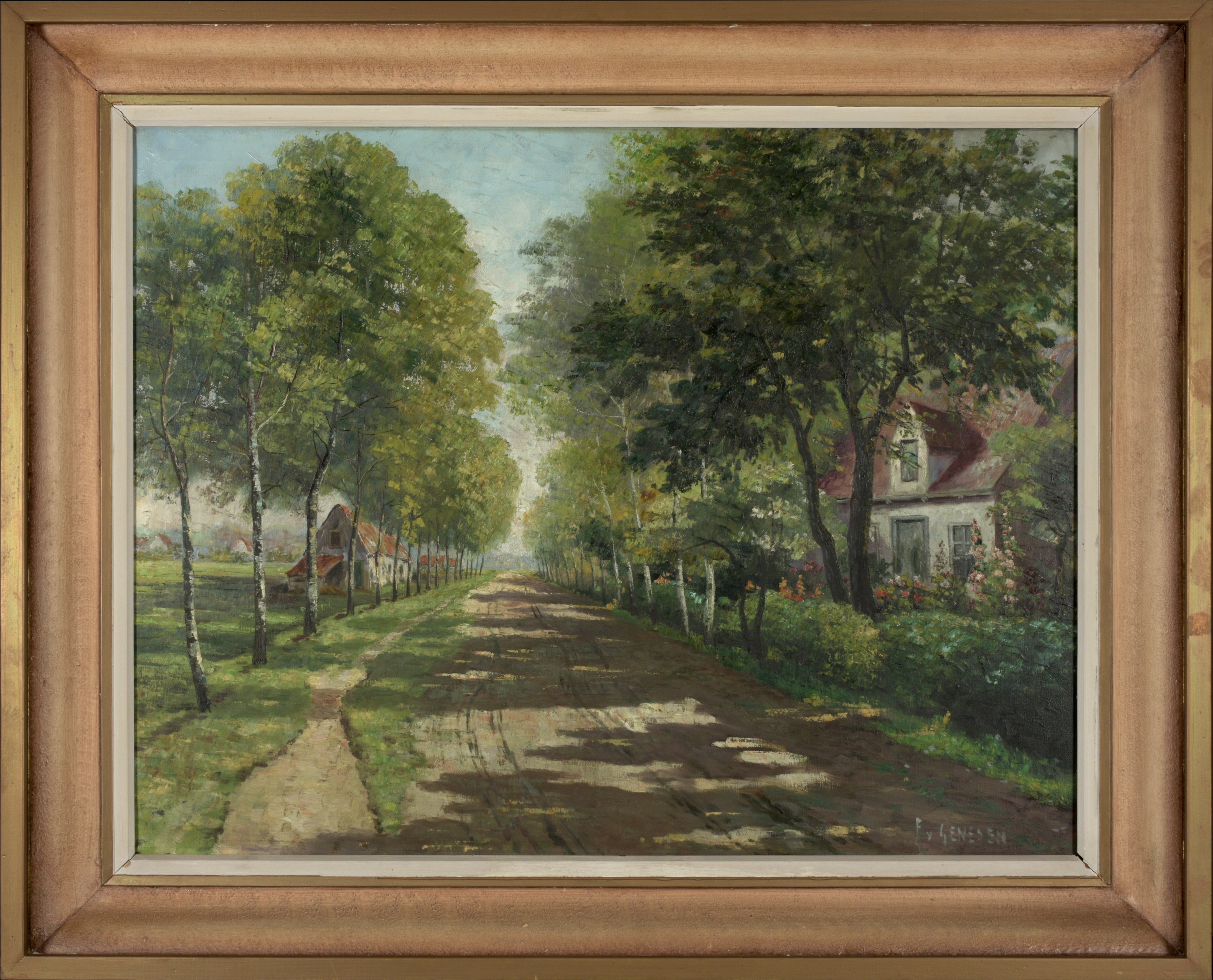 Frans Van Genesen | Landelijke dreef met fermettes | MutualArt