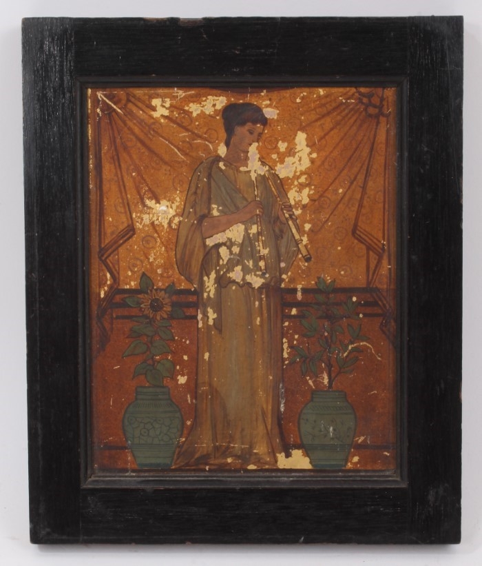 Henry Stacy Marks | Female musician between flowering plants | MutualArt