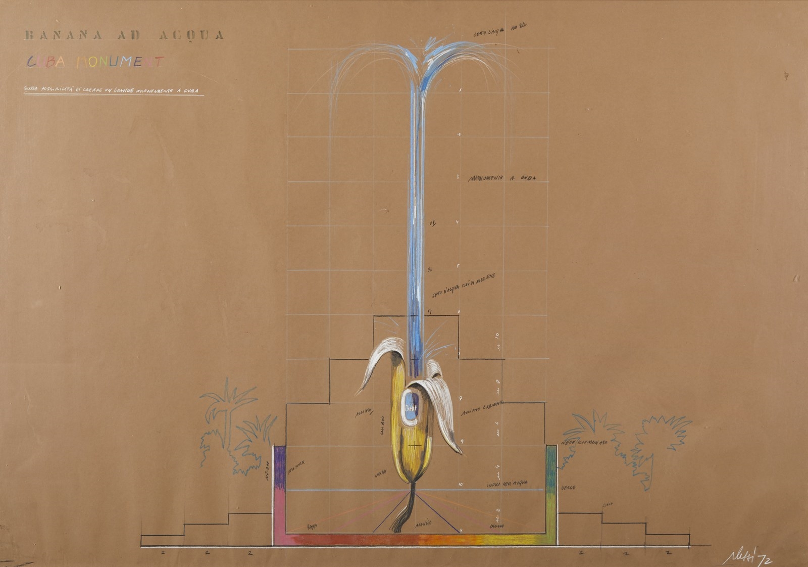 Fabrizio Plessi | Banana ad acqua Cuba Monument. (1972) | MutualArt