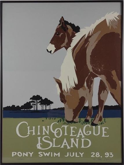 Hal Lott | Hal Lott Signed Chincoteague Pony Swim '93 Art | MutualArt