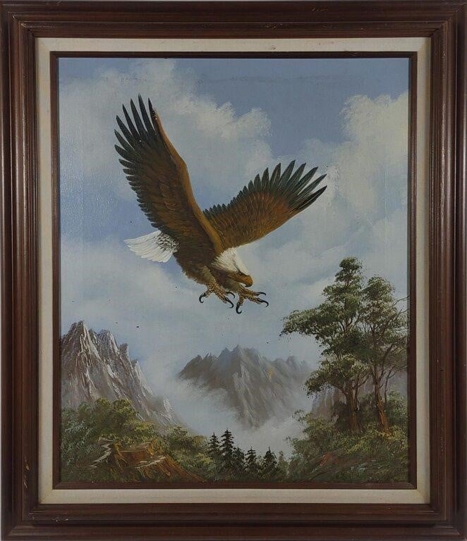 W. Amadio | W. Amadio Oil Painting on Canvas of Bald Eagle | MutualArt