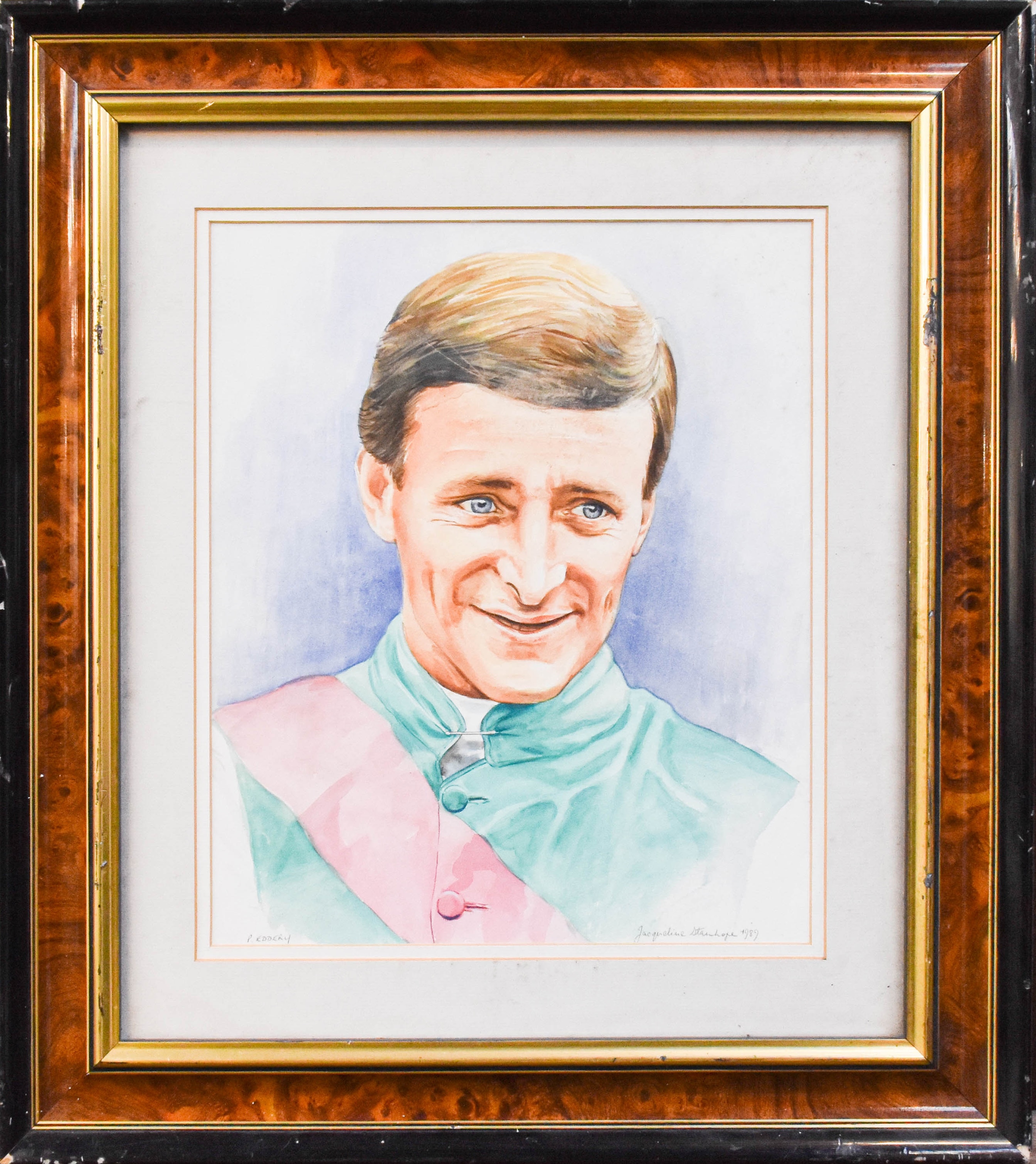 Jacqueline Stanhope | Portrait of Pat Eddery wearing the colours of ...