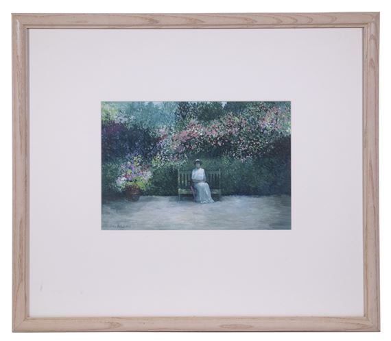 John Bond | Woman on Park Bench Under Roses (1983) | MutualArt