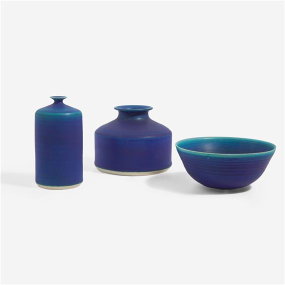Brother Thomas Bezanson | Group of Three Matte Cobalt Vessels, Canada ...