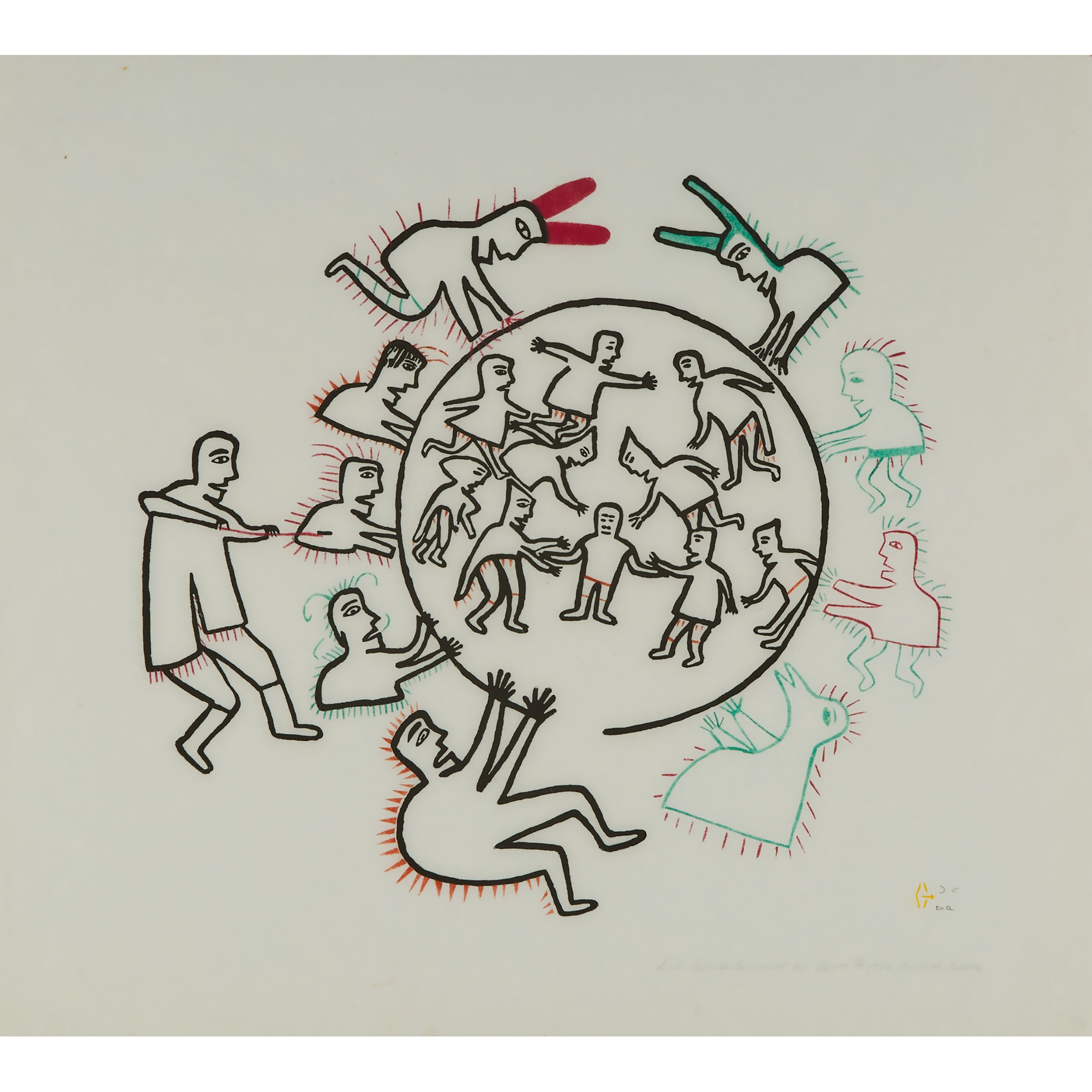 Jessie Oonark | EVIL SPIRITS SURROUND THE IGLOO, 1971 (1971) | MutualArt