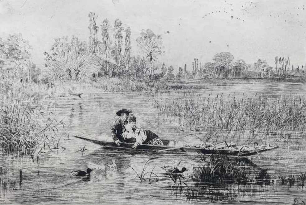 Felix-Hilaire Buhot | Along the water (1875) | MutualArt