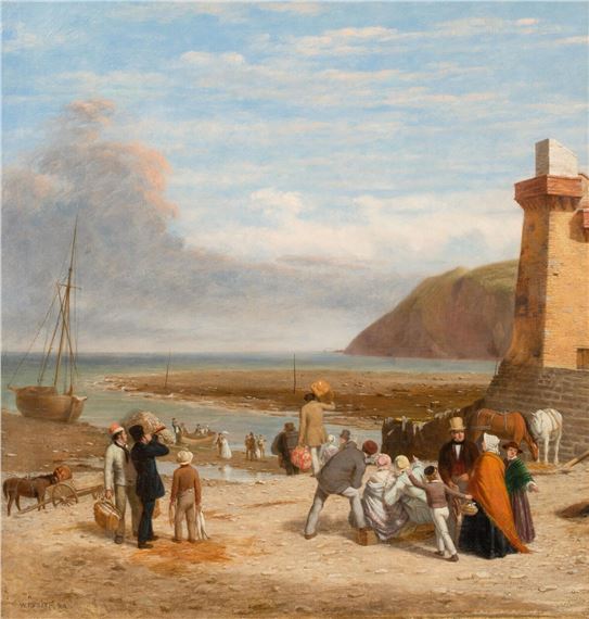 William Powell Frith | AWAITING THE LYNMOUTH FERRY OIL PAINTING | MutualArt