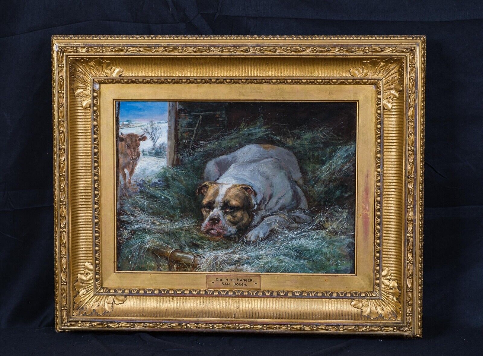 Sam Bough | BULLDOG IN A MANAGER DOG PORTRAIT OIL PAINTING (19th ...