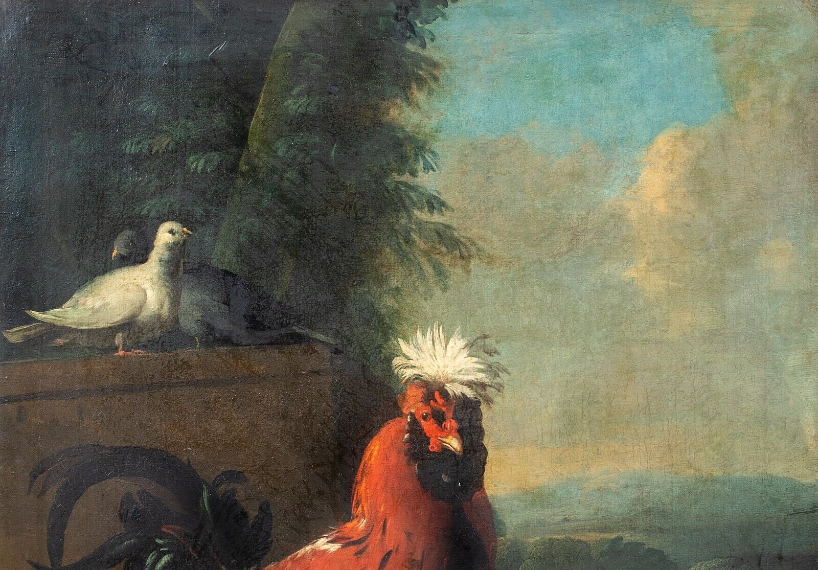 Melchior D'Hondecoeter | BIRDS LANDSCAPE ROOSTER HENS PIGEON CHICKS OIL ...
