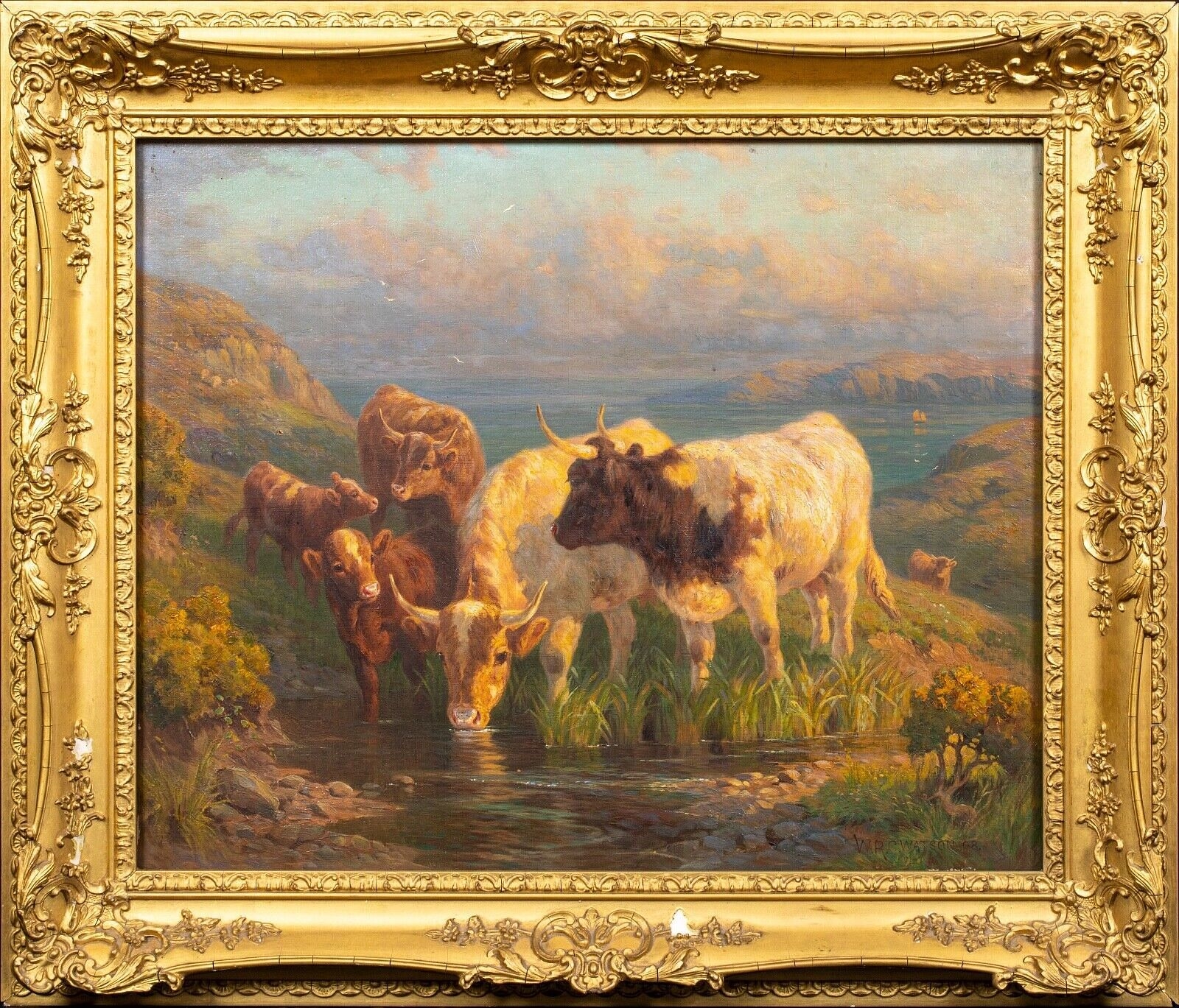 William Watson | SCENE OF CATTLE ON THE CLIFFS | MutualArt
