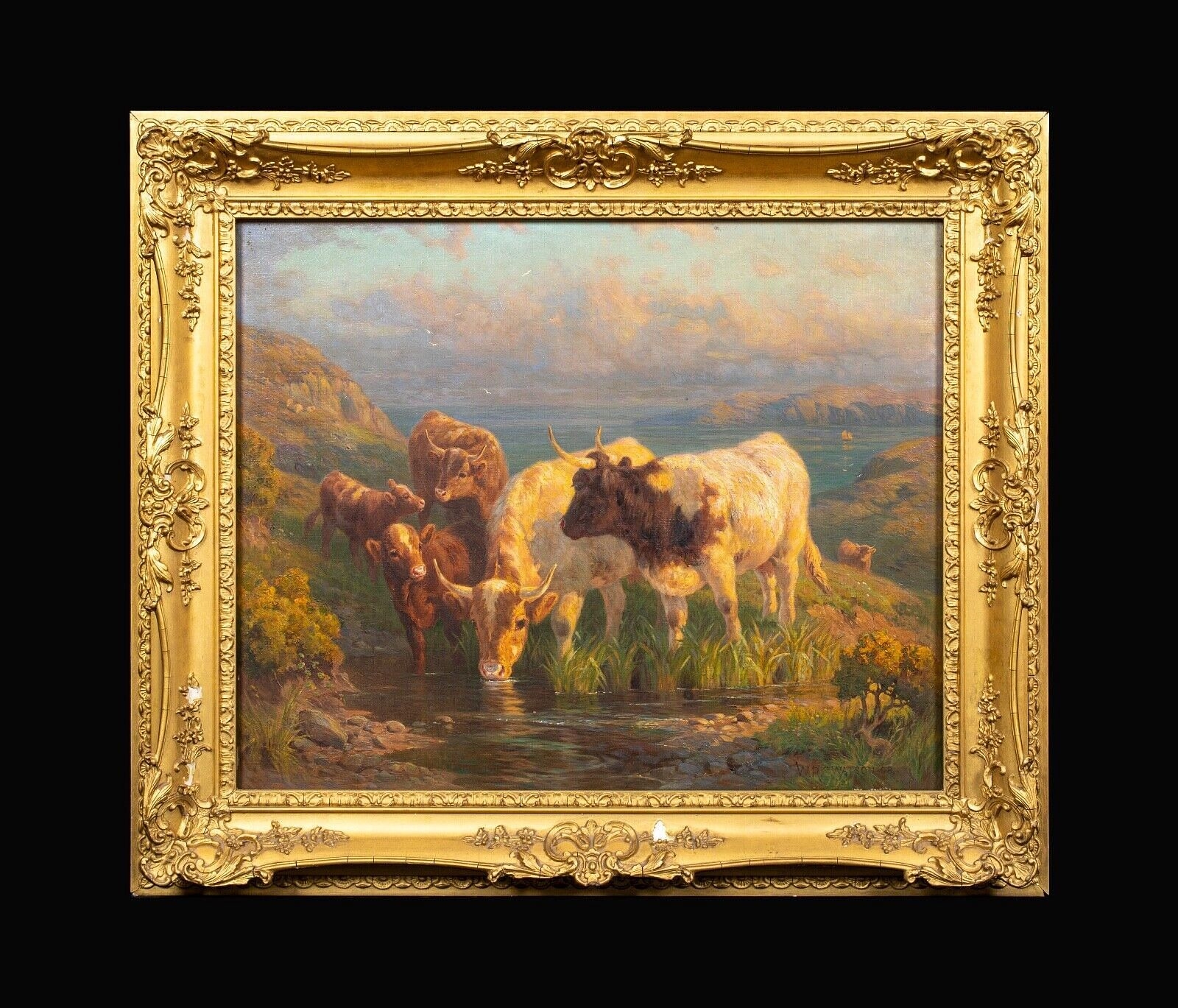 William Watson | SCENE OF CATTLE ON THE CLIFFS | MutualArt