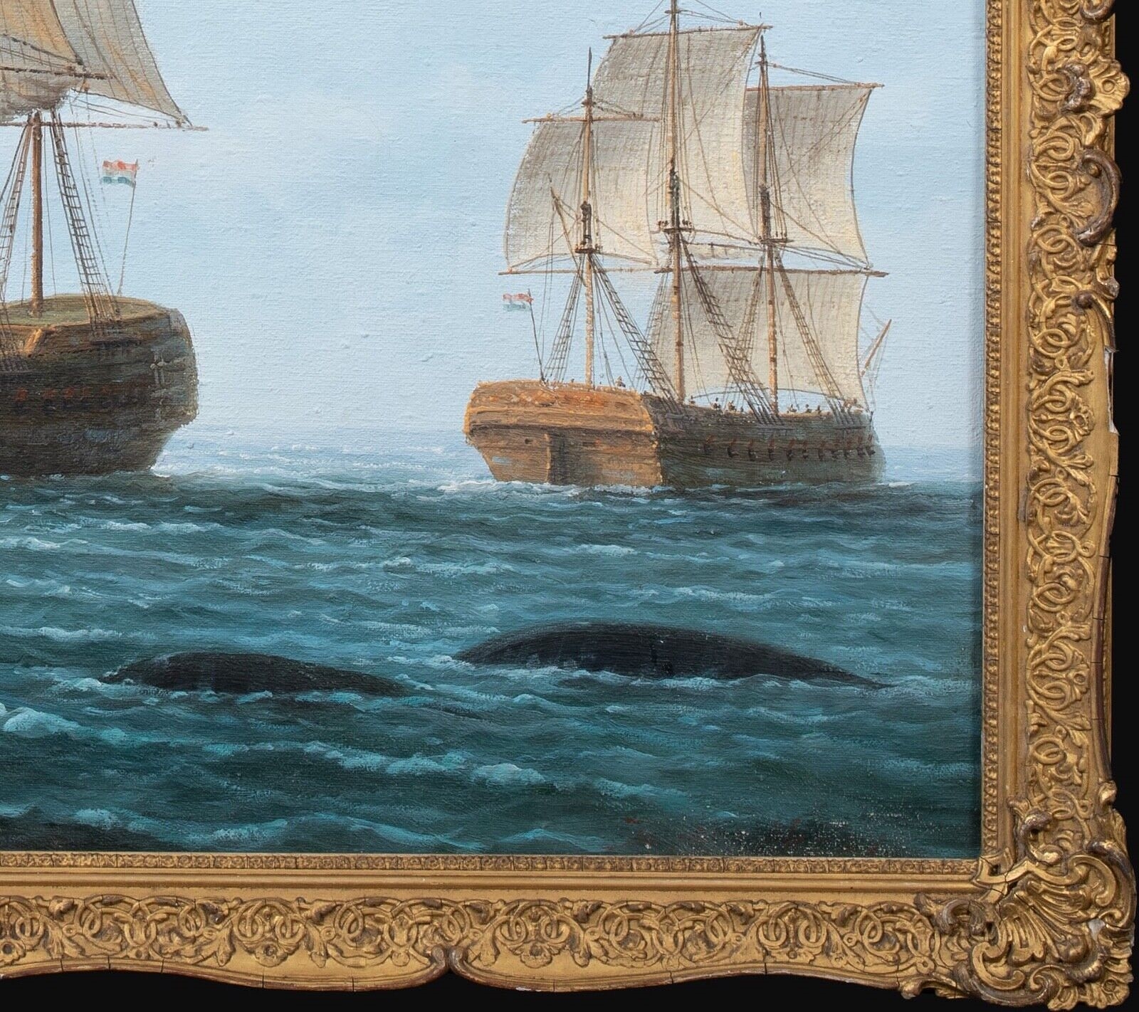 Dutch School, 19th Century | DUTCH SHIPS WHALING OFF THE COAST OIL ...