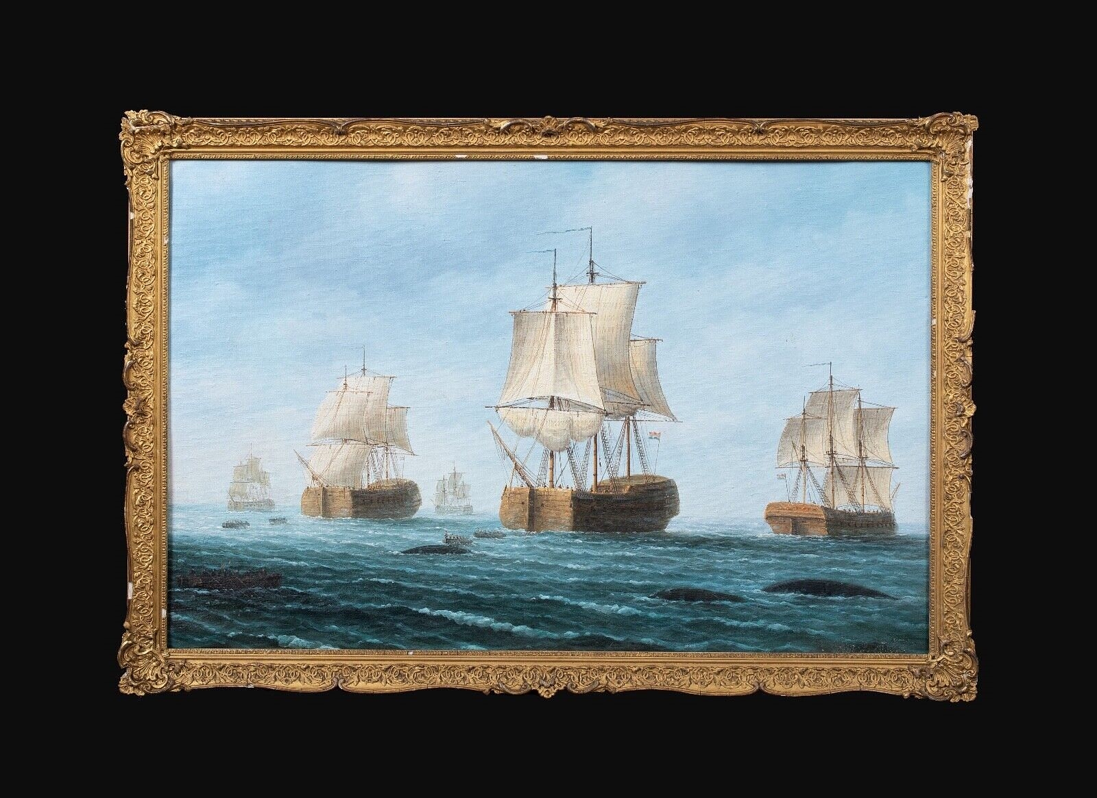 Dutch School, 19th Century | DUTCH SHIPS WHALING OFF THE COAST OIL ...