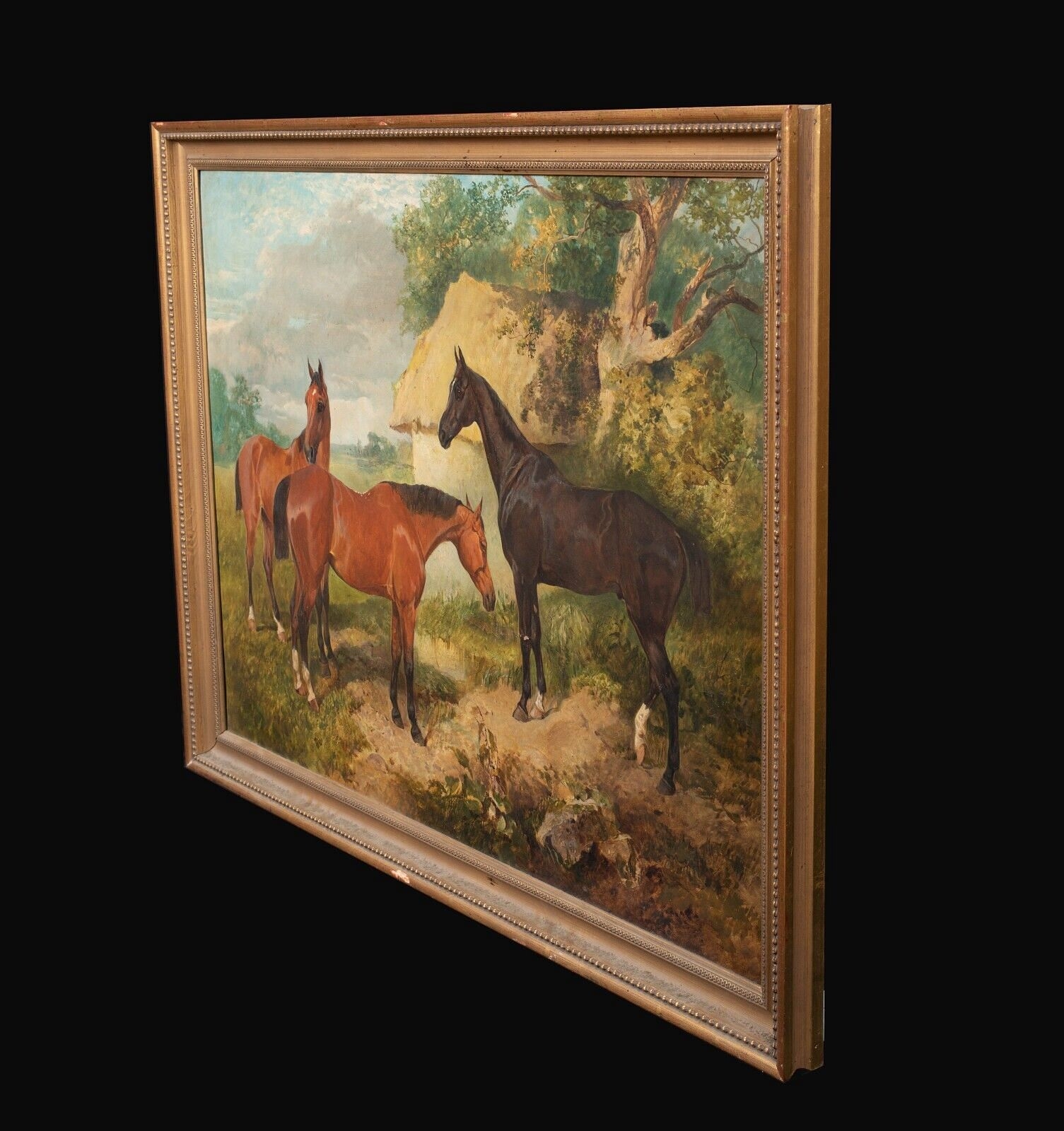 Henry Barraud | THREE HORSES IN A WOODLAND LANDSCAPE OIL PAINTING (19th ...