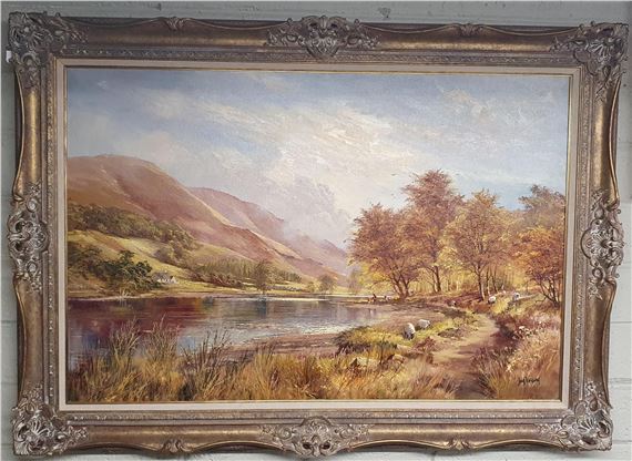 Don Vaughan | Don Vaughan A large Oil on canvas of a river lan | MutualArt