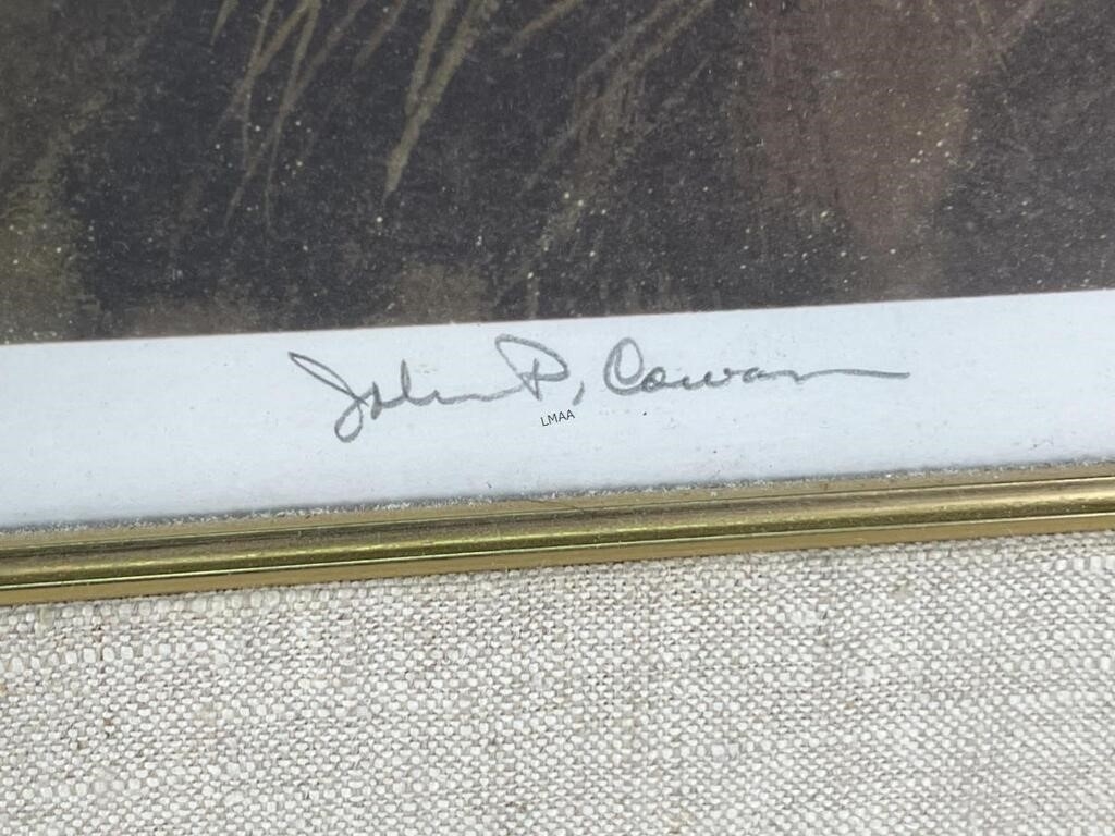 John Cowan | SIGNED JOHN COWAN BIRD HUNTING PRINT Height: 31 in. by ...