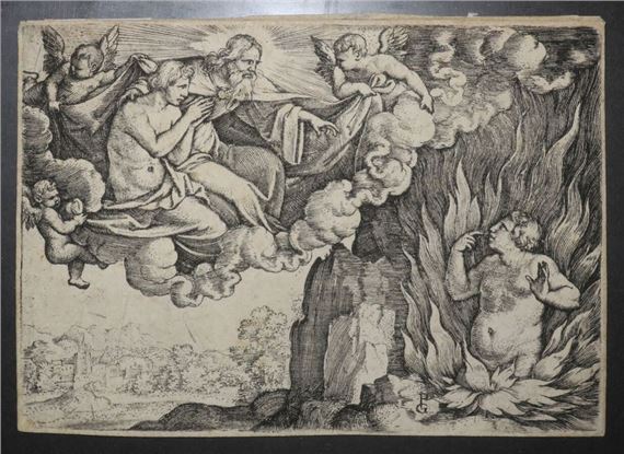 Georg Pencz | The Bad Rich in Hell and Lazarus in Heaven | MutualArt