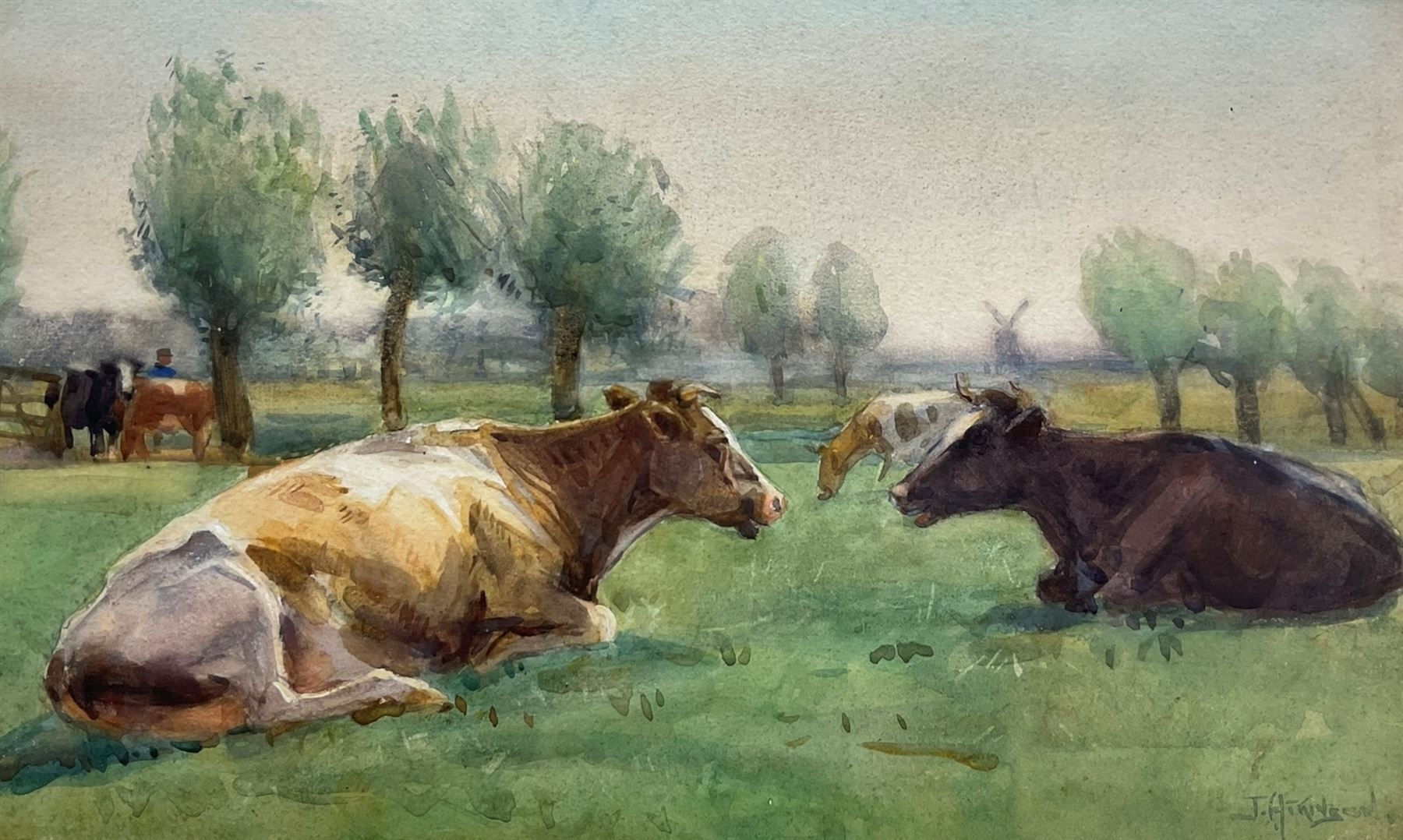 John Atkinson | Cattle Resting in Pasture | MutualArt