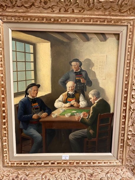 R. Houy | Game of cards between Bretons Oil on canvas, signed R.Houy ...