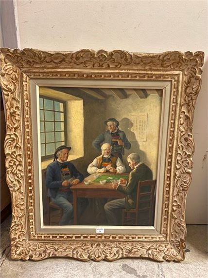 R. Houy | Game of cards between Bretons Oil on canvas, signed R.Houy ...