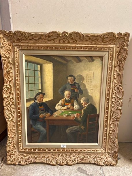 R. Houy | Game of cards between Bretons Oil on canvas, signed R.Houy lower right 46 x 38 cm ...
