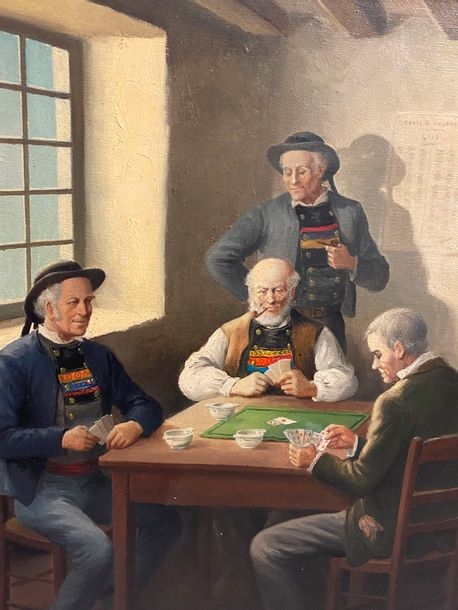 R. Houy | Game of cards between Bretons Oil on canvas, signed R.Houy ...