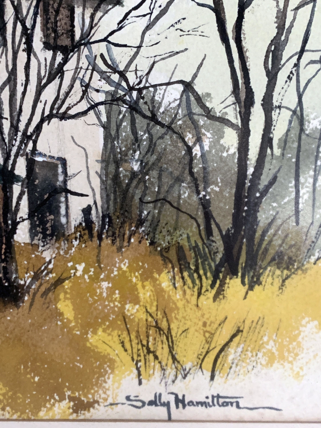 Sally Hamilton | WATERCOLOR OF HOUSE IN THE WOODS SIGNED | MutualArt