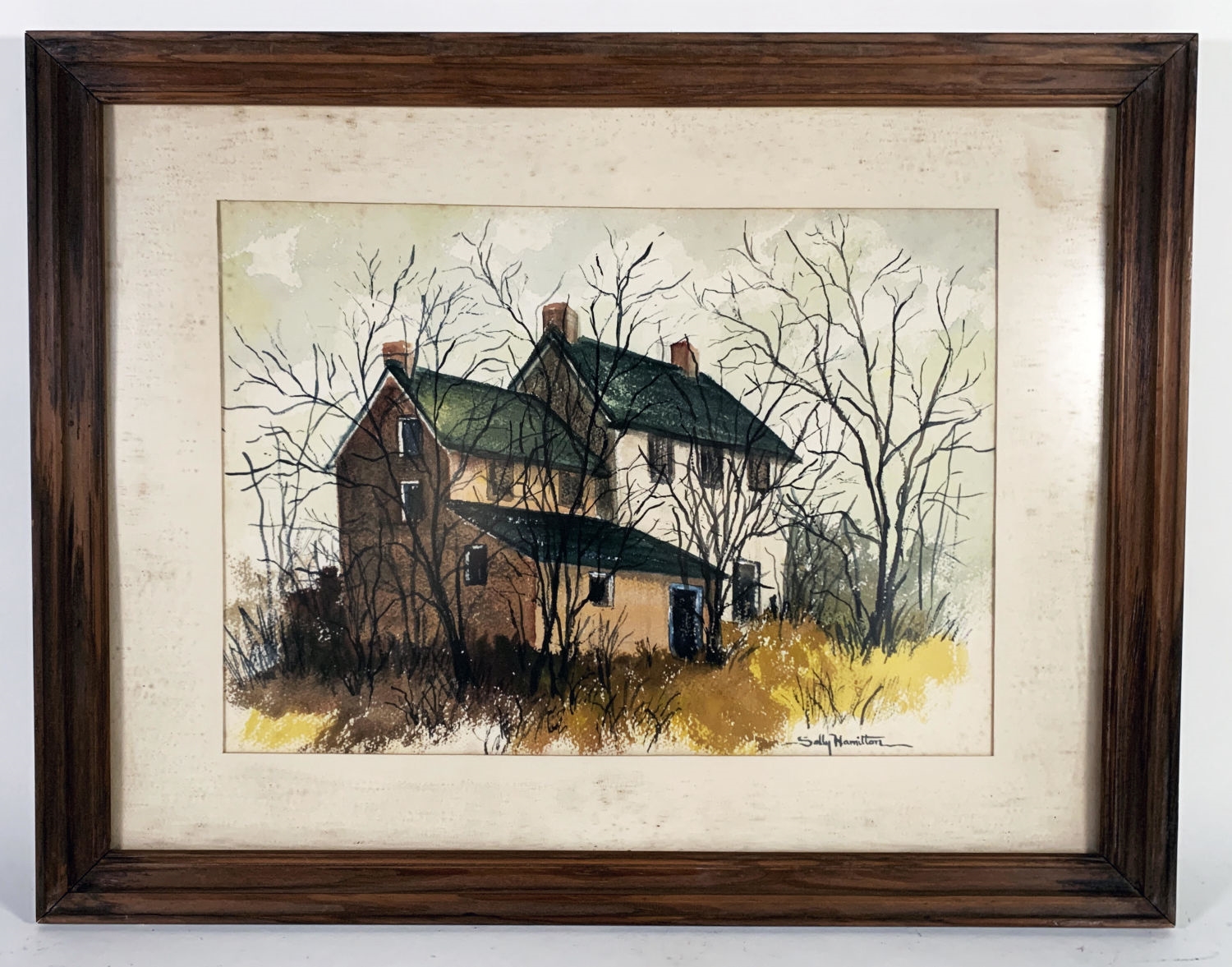 Sally Hamilton | WATERCOLOR OF HOUSE IN THE WOODS SIGNED | MutualArt