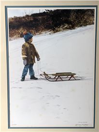 Stone Don | DON STONE PRINT OF CHILD WITH SLED SIGNED DATED | Compare ...