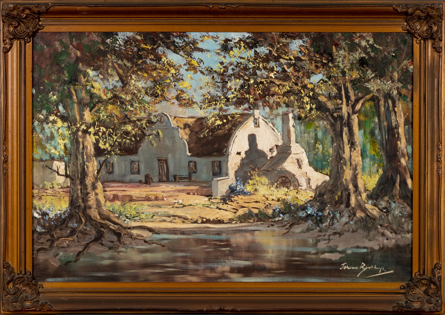Johann Bonthuys | Cape Dutch house beneath trees | MutualArt