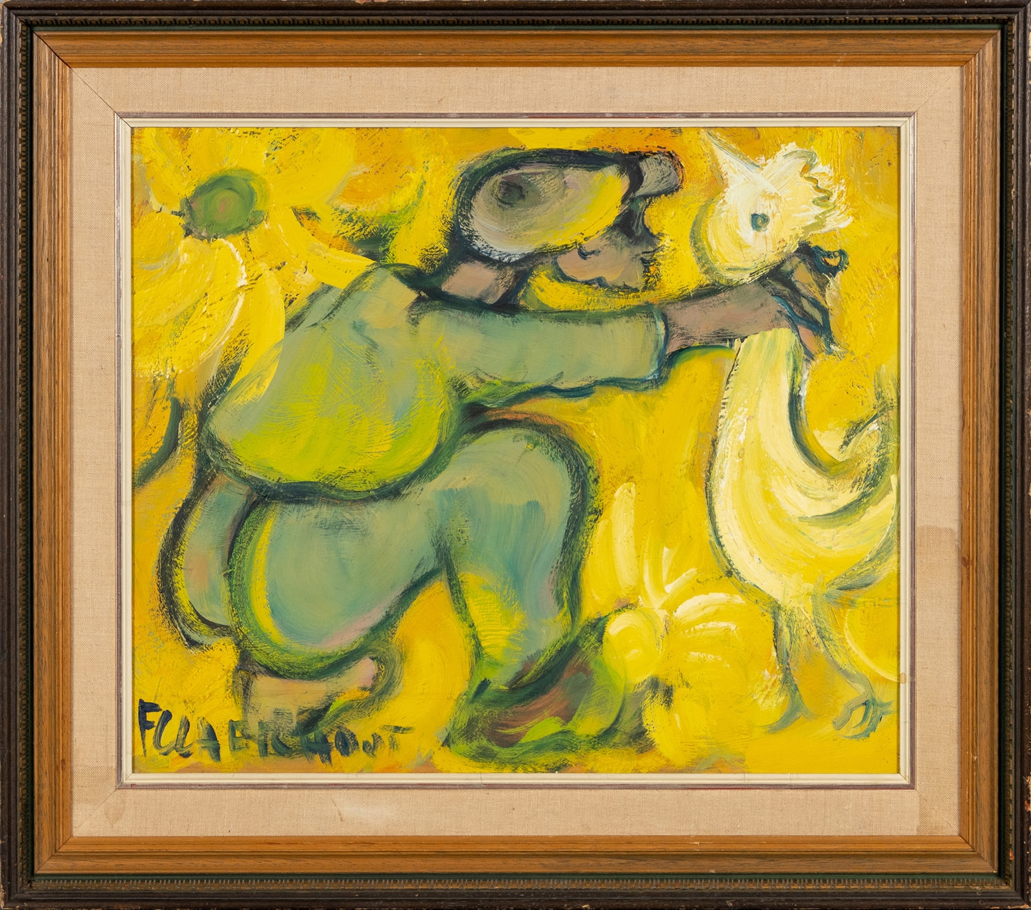 Frans Claerhout | man with chicken | MutualArt